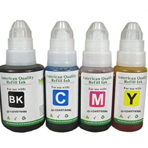 Vivid Colors Refill ink use with Mega tank GI 190 290 GI890 GI990 GI590 GI-290 4 pack