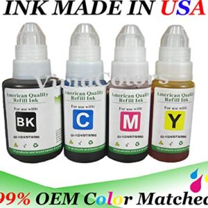 Vivid Colors Refill ink use with Mega tank GI 190 290 GI890 GI990 GI590 GI-290 4 pack