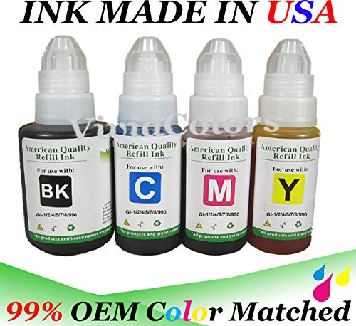 Vivid Colors Refill ink use with Mega tank GI 190 290 GI890 GI990 GI590 GI-290 4 pack