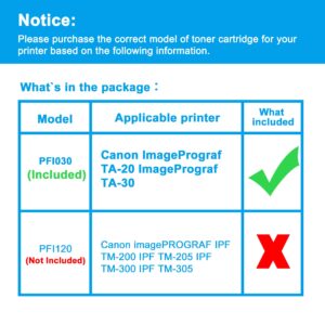 LCL Compatible Pigment Ink Cartridge Replacement for Canon PFI030 PFI-030 PFI030Y PFI-030Y ImagePrograf TA-20 ImagePrograf TA-30 (1-Pack Yellow)