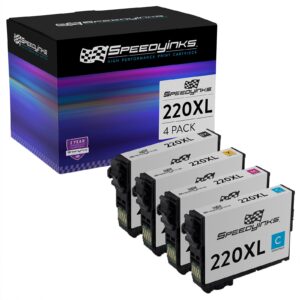 speedyinks remanufactured replacement for epson 220xl ink cartridges 220 xl high yield (1 black 1 cyan 1 magenta 1 yellow 4-pack) for epson workforce wf2760 wf2630 wf2650 wf2660 xp420 xp320 wf2750