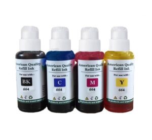 vc compatible dye ink bottle replacement for ep 664 t664 refill ink use for workforce expression et-2650 et-2550 et-2600 et-4500 et-4550 et-2500 printer (black, cyan, magenta, yellow, 4-pack)