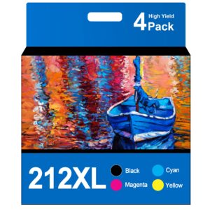 212xl ink cartridges remanufactured replacement for epson 212xl 212 xl ink cartridge t212xl to use with xp-4105 xp-4100 wf-2850 wf-2830 printer (1black, 1 cyan, 1 magenta, 1 yellow, 4 pack)