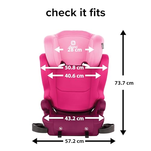 Diono Cambria 2 XL, Dual Latch Connectors, 2-in-1 Belt Positioning Booster Seat, High-Back to Backless Booster, Space and Room to Grow, 7 Headrest Positions, 8 Years 1 Booster Seat, Pink