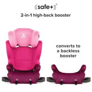 Diono Cambria 2 XL, Dual Latch Connectors, 2-in-1 Belt Positioning Booster Seat, High-Back to Backless Booster, Space and Room to Grow, 7 Headrest Positions, 8 Years 1 Booster Seat, Pink