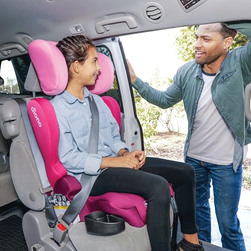 Diono Cambria 2 XL, Dual Latch Connectors, 2-in-1 Belt Positioning Booster Seat, High-Back to Backless Booster, Space and Room to Grow, 7 Headrest Positions, 8 Years 1 Booster Seat, Pink