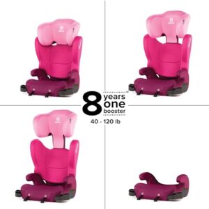 Diono Cambria 2 XL, Dual Latch Connectors, 2-in-1 Belt Positioning Booster Seat, High-Back to Backless Booster, Space and Room to Grow, 7 Headrest Positions, 8 Years 1 Booster Seat, Pink