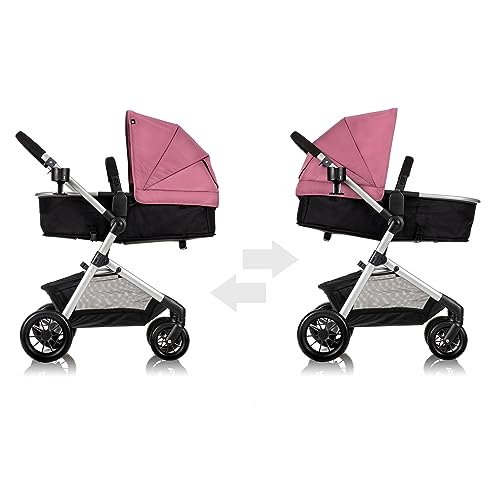 Evenflo Pivot Modular Travel System with LiteMax Infant Car Seat with Anti-Rebound Bar (Dusty Rose Pink)