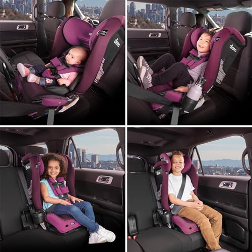 Diono Radian 3RXT SafePlus, 4-in-1 Convertible Car Seat, Rear and Forward Facing, SafePlus Engineering, 3 Stage Infant Protection, 10 Years 1 Car Seat, Slim Fit 3 Across, Purple Plum