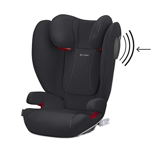 Cybex Solution B2 Fix+ Lux High Back Booster Seat, Lightweight, Secure Latch Installation, Linear Side Impact Protection, Reclining 12 Position Height Adjustable Headrest, Volcano Black