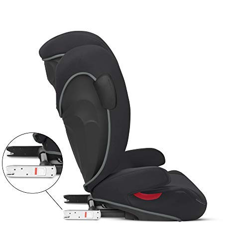 Cybex Solution B2 Fix+ Lux High Back Booster Seat, Lightweight, Secure Latch Installation, Linear Side Impact Protection, Reclining 12 Position Height Adjustable Headrest, Volcano Black