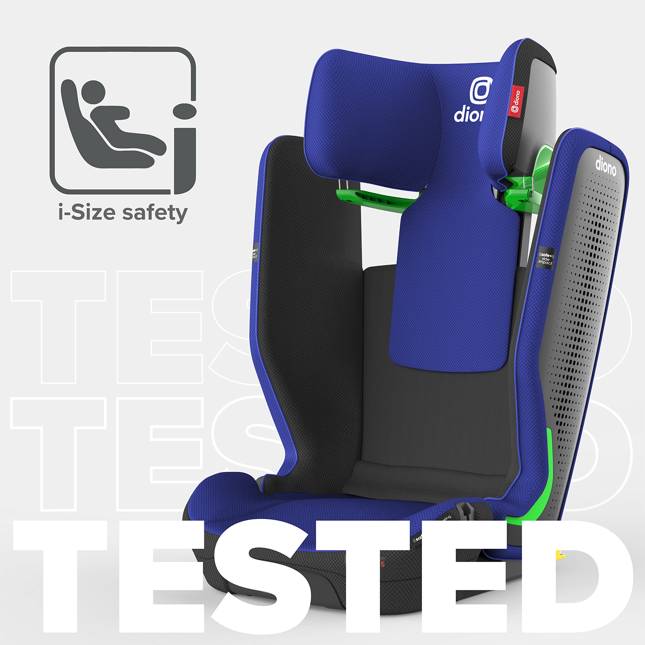 Diono Monterey 5iST FixSafe High Back Booster Car Seat with Expandable Height and Width, Compact Fold to Full Size Booster, Foldable, Portable Booster for Go-Anywhere Travel, Blue Sky