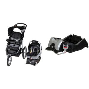 baby trend expedition jogger travel system, millennium white + baby trend ez flec loc 32 infant car seat base, black