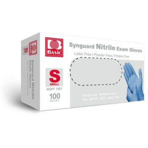 basic medical blue nitrile exam gloves - latex-free & powder-free - ngpf-7001 (box of 100), small