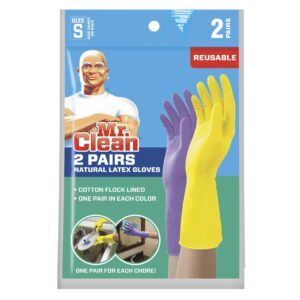 mr. clean small reusable latex gloves, 2 color, 2 pairs