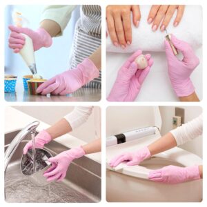 SwiftGrip Pink Disposable Exam Gloves, 3-mil, X-Small, 50-ct Box, Powder-Free, Latex-Free, Medical Grade Gloves for Cleaning & Esthetician