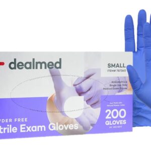 Dealmed Medical Exam Gloves – 200 Count Small Nitrile Gloves, Disposable Gloves, Non-Irritating Latex Free Gloves, Multi-Purpose Use Medical Gloves for a First Aid Kit and Medical Facilities