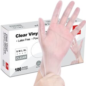 schneider clear vinyl exam gloves, 4-mil, small 100-ct box, latex-free disposable rubber gloves for medical, cleaning, food prep - food safe , powder-free, non-sterile