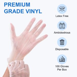 Schneider Clear Vinyl Exam Gloves, 4-mil, Small 100-ct Box, Latex-Free Disposable Rubber Gloves For Medical, Cleaning, Food Prep - Food Safe , Powder-Free, Non-Sterile