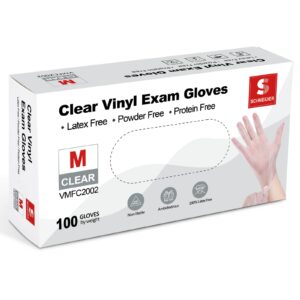 Schneider Clear Vinyl Exam Gloves, 4-mil, Small 100-ct Box, Latex-Free Disposable Rubber Gloves For Medical, Cleaning, Food Prep - Food Safe , Powder-Free, Non-Sterile