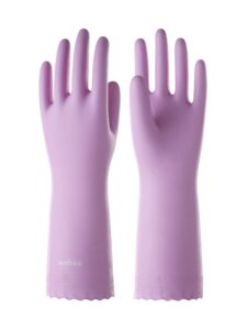 lanon wahoo skin-friendly cleaning gloves, dishwashing kitchen gloves with cotton flocked liner, reusable, non-slip, mauve mist, small