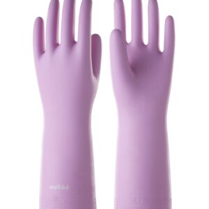 LANON wahoo Skin-Friendly Cleaning Gloves, Dishwashing Kitchen Gloves with Cotton Flocked Liner, Reusable, Non-Slip, Mauve Mist, Small