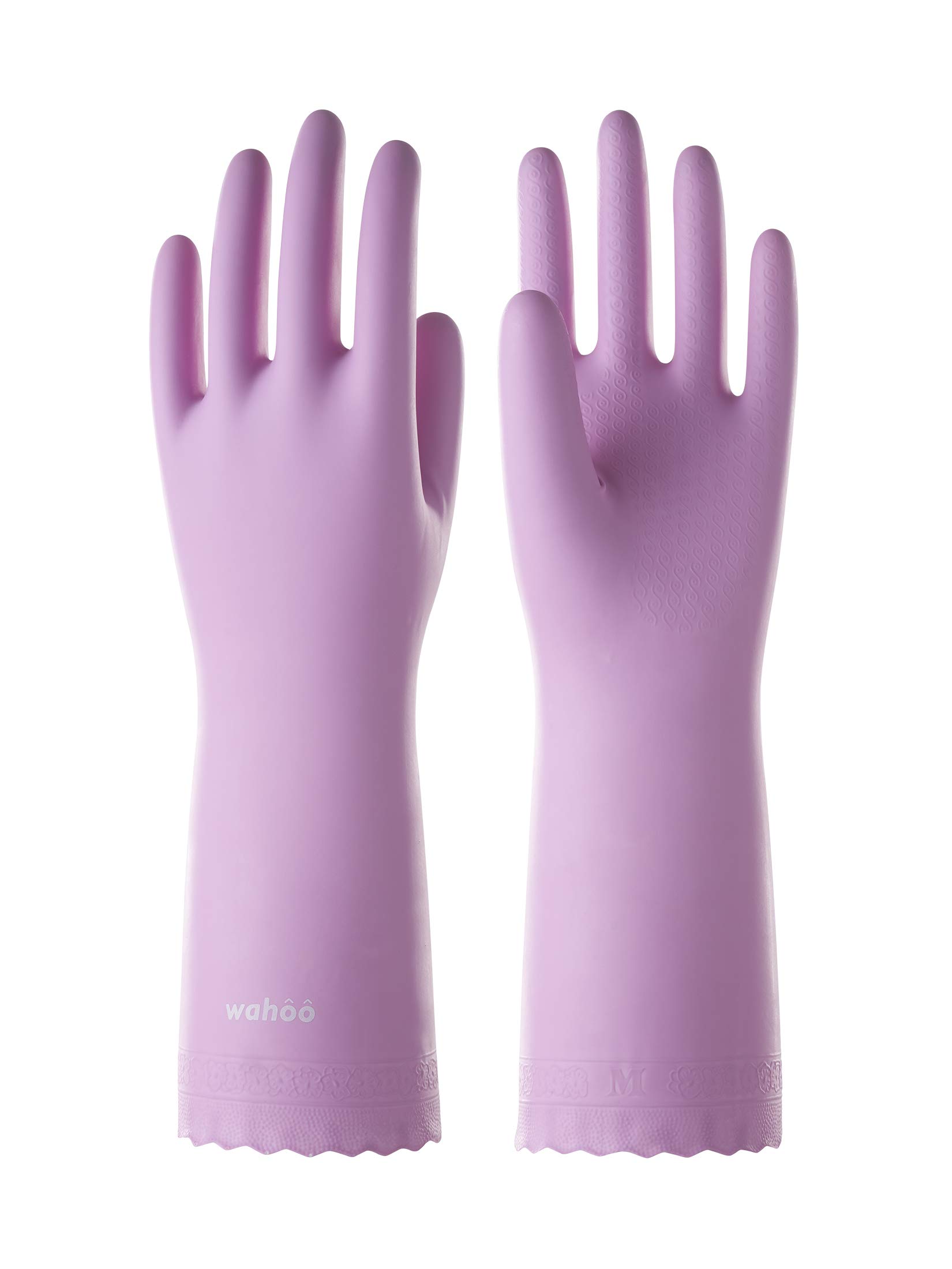 LANON wahoo Skin-Friendly Cleaning Gloves, Dishwashing Kitchen Gloves with Cotton Flocked Liner, Reusable, Non-Slip, Mauve Mist, Small