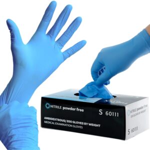 finitex blue disposable nitrile exam gloves - 200 pcs/box 3.5mil rubber powder-free latex-free medical examination home cleaning food glove small