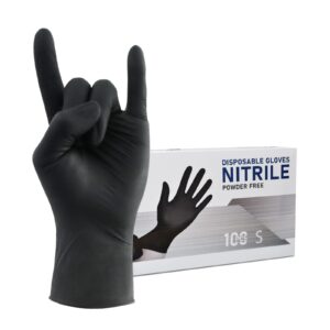 wostar black nitrile gloves small 100pcs powder free latex free 4mil nitrile black disposable gloves