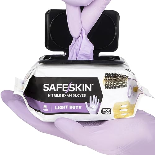 SAFESKIN Nitrile Disposable Gloves Pack of 50, Light Duty, Small Size, Powder Free - Food Handling, First Aid, Hair Coloring