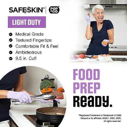 SAFESKIN Nitrile Disposable Gloves Pack of 50, Light Duty, Small Size, Powder Free - Food Handling, First Aid, Hair Coloring