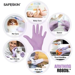 SAFESKIN Nitrile Disposable Gloves Pack of 50, Light Duty, Small Size, Powder Free - Food Handling, First Aid, Hair Coloring