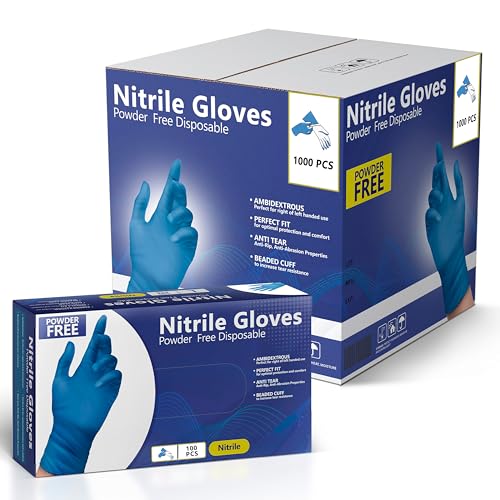 Nitrile Gloves, Disposable Gloves, Comfortable, Powder Free, Latex Free | 100-1000 Gloves (Large, Case)