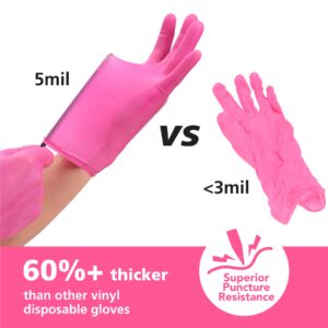 OriStout Disposable Gloves for Women, Pink Vinyl Gloves Disposable Latex Free for Cooking, Food Prep, Cleaning, Hair Dye, Tattoo, Medium Duty, Touch Screen, Medium, 50 Pack