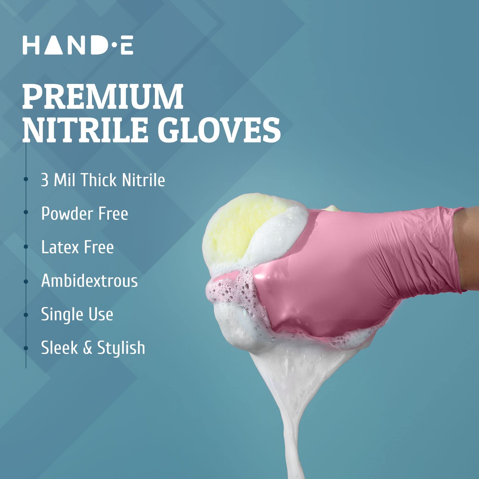 Hand-E Touch Pink Nitrile Disposable Gloves Small, 100 Count - Esthetician, Nail Tech, Microblading, Hair Dye & Stylist, Salon, Cleaning Gloves - Latex Free Gloves