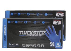 sas 6604 (2 boxes) thickster textured safety latex gloves, x-large