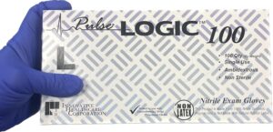 blackwork worldwide pulse logic 171 - (100 gloves per box) powder-free - nitrile exam gloves, blue, latex-free, (single box - large)