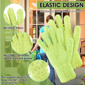 Sibba 2pcs Microfiber Dusting Mitt Gloves Auto Household Cleaning Mittens Cloth Reusable Washable Gloves for Men Women Kitchen House Blinds Plants Mirrors Lamps Car Cleaning (Yellow)