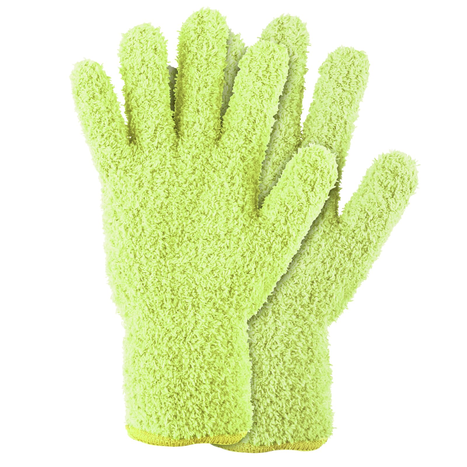 Sibba 2pcs Microfiber Dusting Mitt Gloves Auto Household Cleaning Mittens Cloth Reusable Washable Gloves for Men Women Kitchen House Blinds Plants Mirrors Lamps Car Cleaning (Yellow)