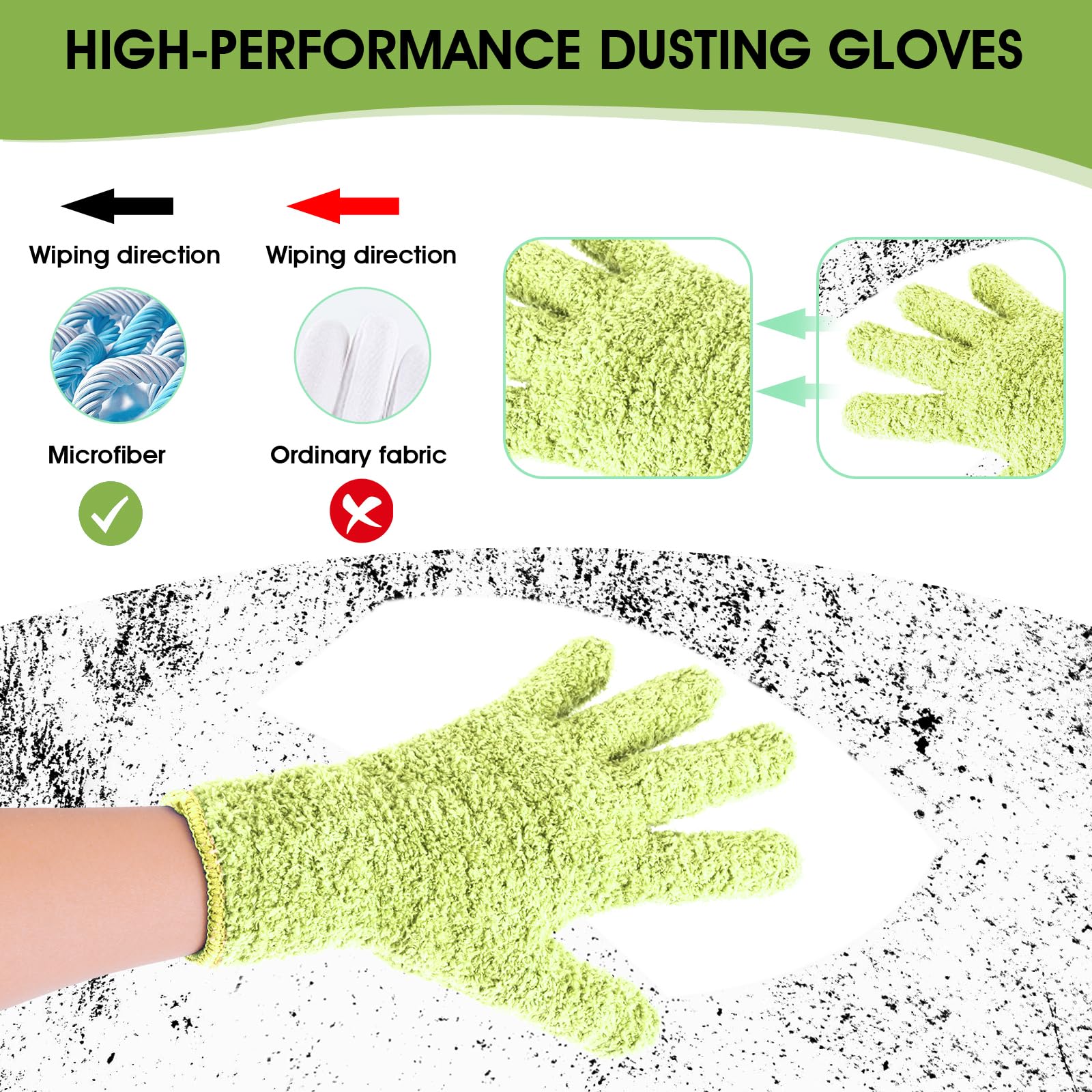 Sibba 2pcs Microfiber Dusting Mitt Gloves Auto Household Cleaning Mittens Cloth Reusable Washable Gloves for Men Women Kitchen House Blinds Plants Mirrors Lamps Car Cleaning (Yellow)