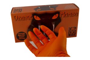 orange mamba super strong nitrile 100 glove box textured grip (extra large)