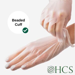 HCS Bulk Clear Vinyl Gloves Disposable - Latex-Free, Powder-Free, Premium Exam Gloves - Cooking, Food Prep, Cleaning - Vinyl Disposable Gloves Large (1000/Case)