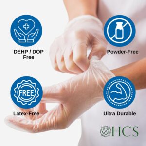 HCS Bulk Clear Vinyl Gloves Disposable - Latex-Free, Powder-Free, Premium Exam Gloves - Cooking, Food Prep, Cleaning - Vinyl Disposable Gloves Large (1000/Case)