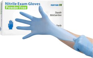 circlecare powder-free nitrile disposable exam gloves, industrial medical examination, latex free rubber, non-sterile, food safe, textured fingertips, ultra-strong, pack of 100, blue - size medium