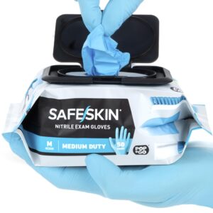 safeskin nitrile disposable gloves in case of 2000, medium duty, small size, powder free - for food handling, first aid, cleaning, gardening, crafting - premium medical exam gloves