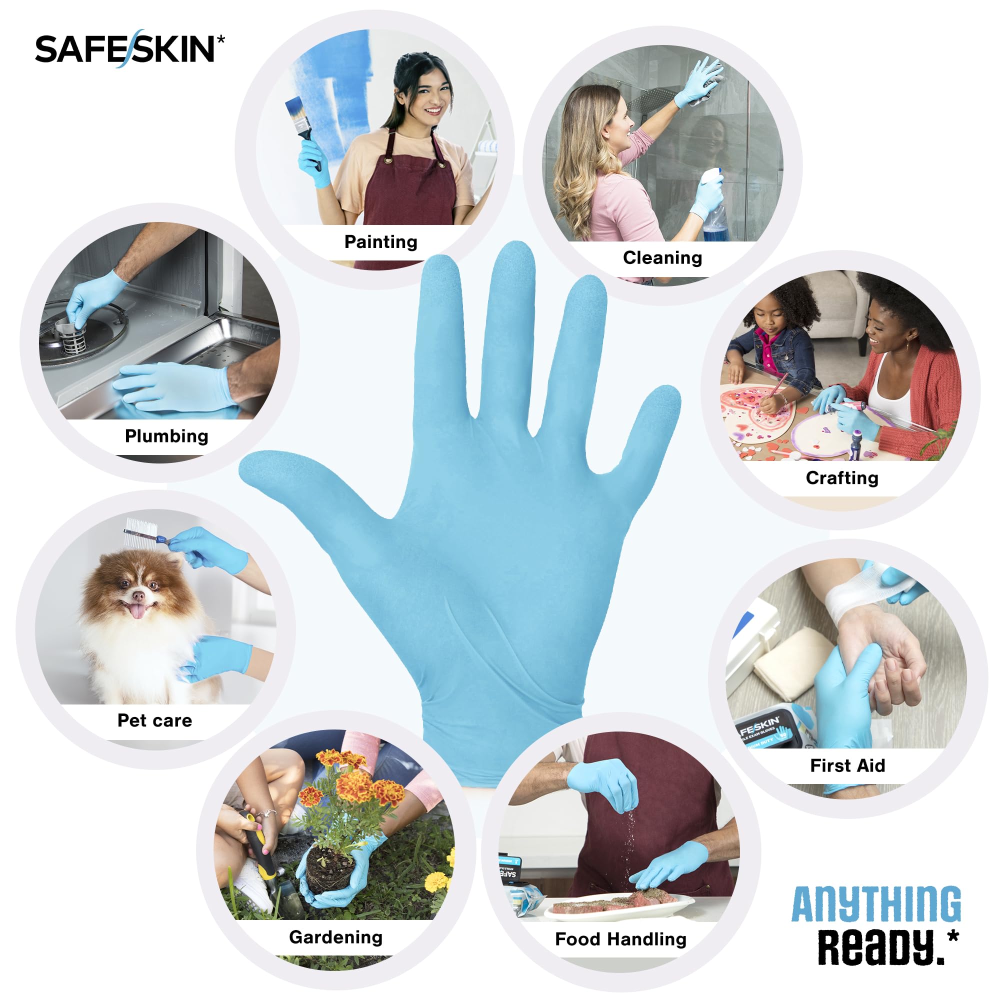 SAFESKIN Nitrile Disposable Gloves in Case of 2000, Medium Duty, Small Size, Powder Free - For Food Handling, First Aid, Cleaning, Gardening, Crafting - Premium Medical Exam Gloves