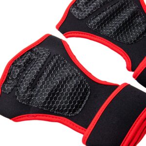 Mind Reader Pull-Up Glove Set, Secure Finger Holes, Textured Non-Slip Grip for Chin-Up Bars, Gymnastics, Circus Training, Aerial or Pole Fitness, Small, Red