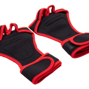 Mind Reader Pull-Up Glove Set, Secure Finger Holes, Textured Non-Slip Grip for Chin-Up Bars, Gymnastics, Circus Training, Aerial or Pole Fitness, Small, Red