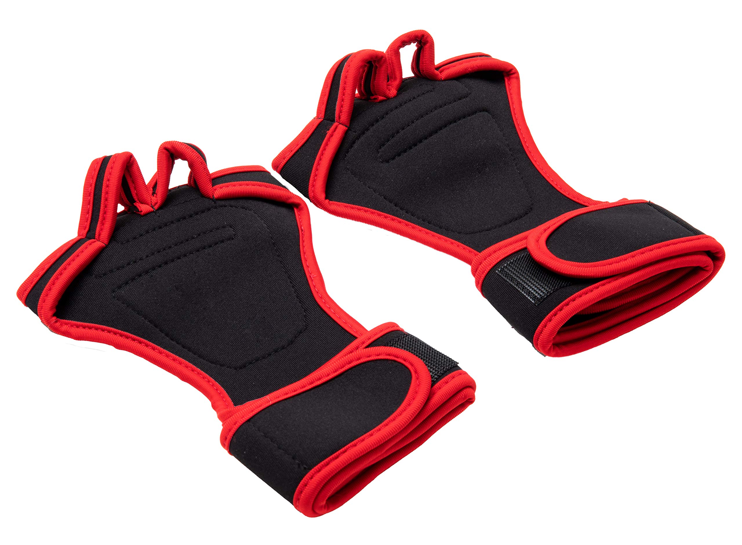 Mind Reader Pull-Up Glove Set, Secure Finger Holes, Textured Non-Slip Grip for Chin-Up Bars, Gymnastics, Circus Training, Aerial or Pole Fitness, Small, Red