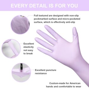 FINITEX Nitrile Disposable Latex Free Gloves Purple - 5mil 100PCS/Box Latex Free Powder Free 12inch Gloves Guantes de Nitrilo Cleaning Medical Exam Food Cooking Gloves (Medium, Box of 100)